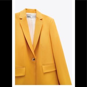 Zara | Jackets & Coats | Nwt Zara Yellow Blazer Fitted With Pockets S ...
